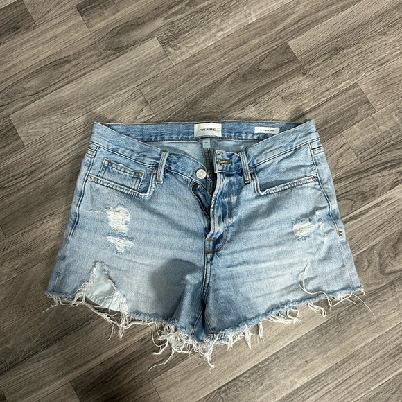 Frame Denim | Shorts | Frame Lebrigette High Waist Raw Edgedenim Shorts ...